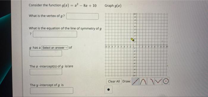 Solved Consider the function g(x)=x2−8x+10 What is the | Chegg.com