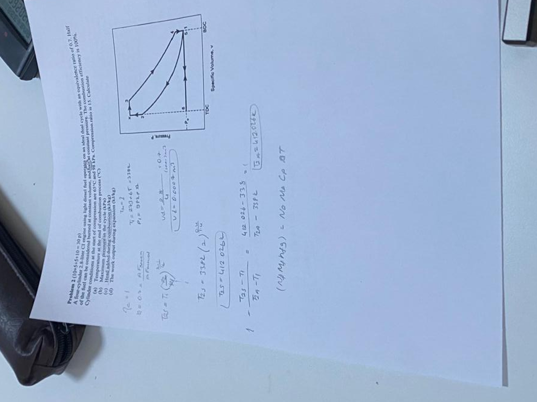 Solved A four cylinder 2,8-liter CI engine using light | Chegg.com