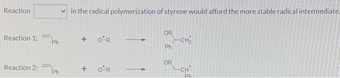 Solved Reaction Reaction 1: = Reaction 2: - Ph Ph in the | Chegg.com
