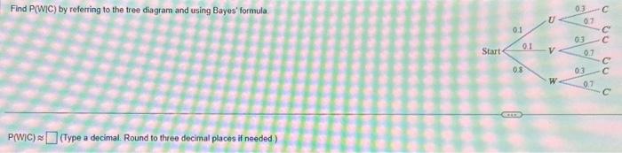 Solved Find P(W∣C) by referting to the tree diagram and | Chegg.com