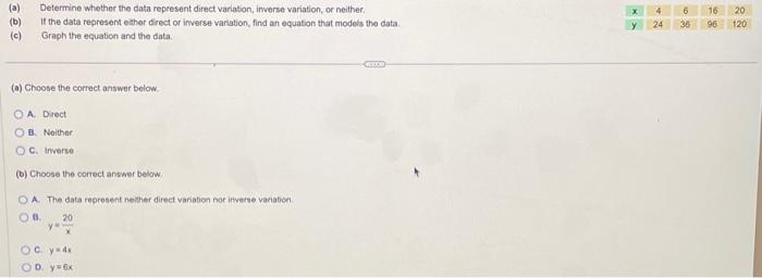 Solved (a) Determine whether the data represent direct | Chegg.com