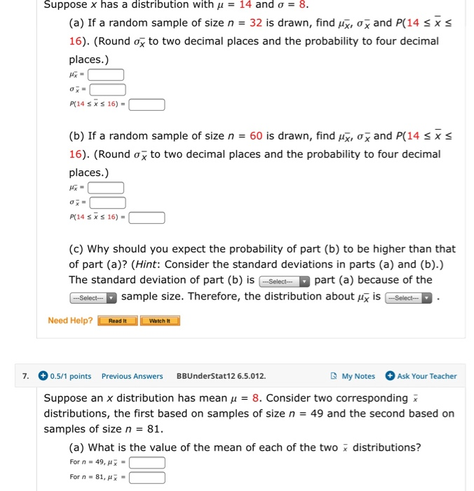 Solved Suppose x has a distribution with u = 14 and g = 8. | Chegg.com