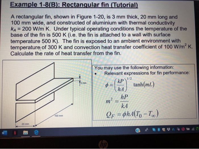 Solved Example 1-8(B): Rectangular fin (Tutorial) | A | Chegg.com