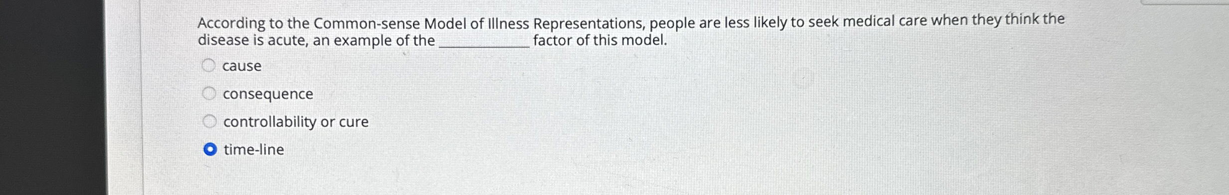 Solved According to the Common-sense Model of Illness | Chegg.com