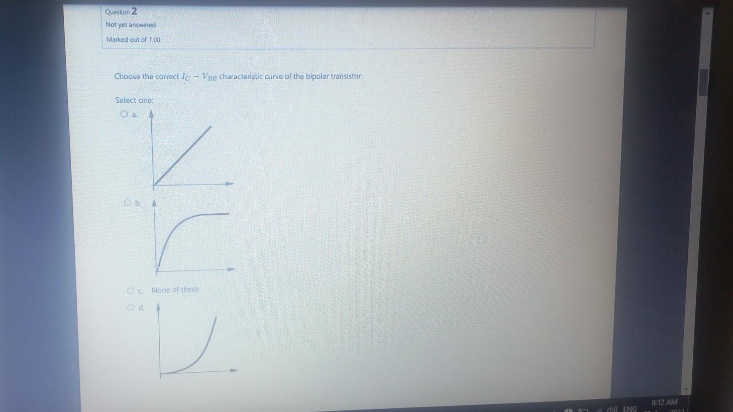 Solved Choose the correct IC−VBE characteristic curve of the | Chegg.com