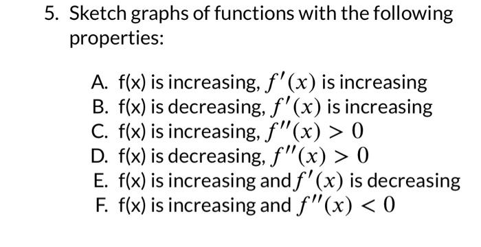Solved 5. Sketch graphs of functions with the following | Chegg.com