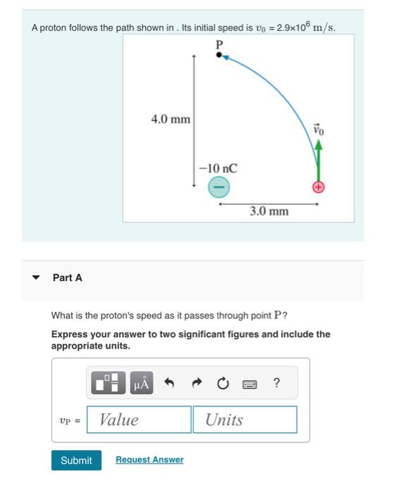 Solved A proton follows the path shown in . Its initial | Chegg.com