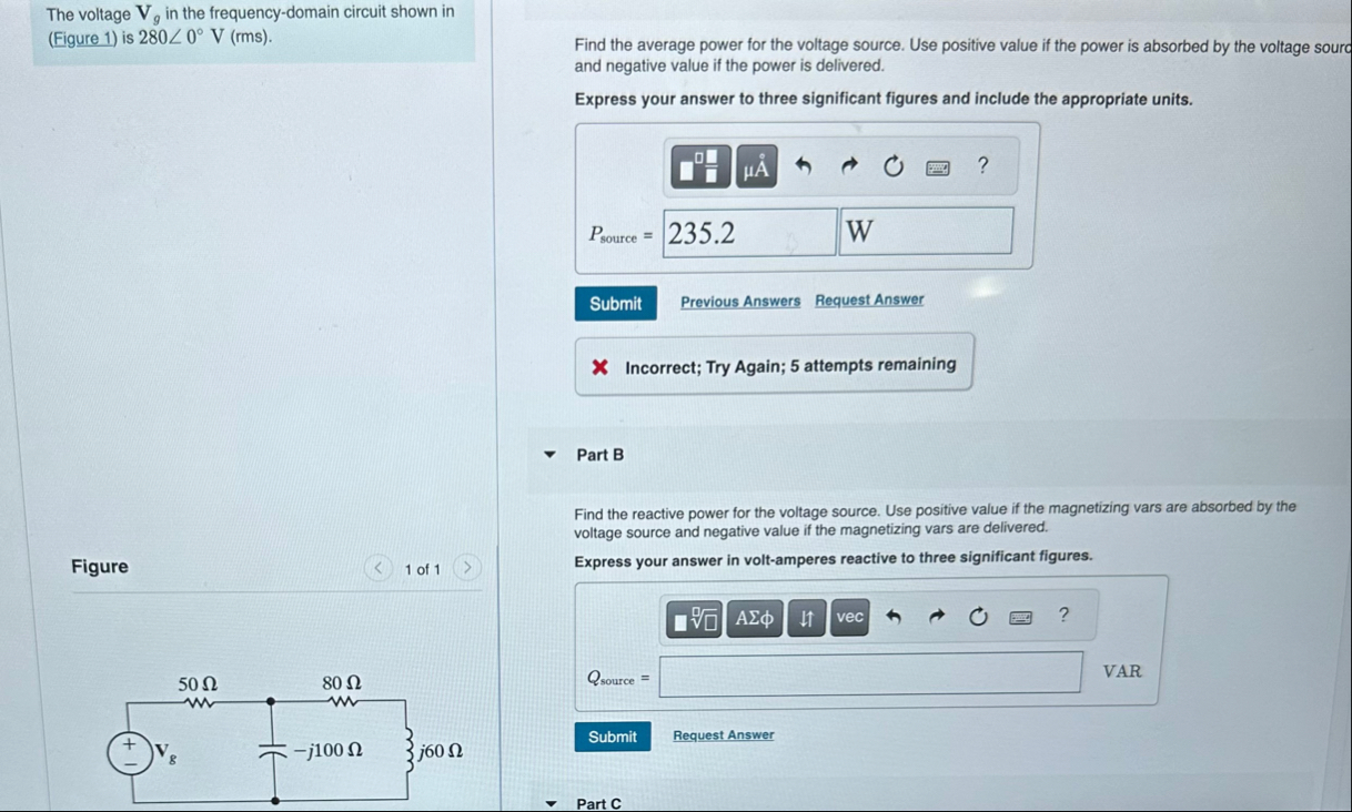 Solved The voltage Vg ﻿in the frequency-domain circuit shown | Chegg.com