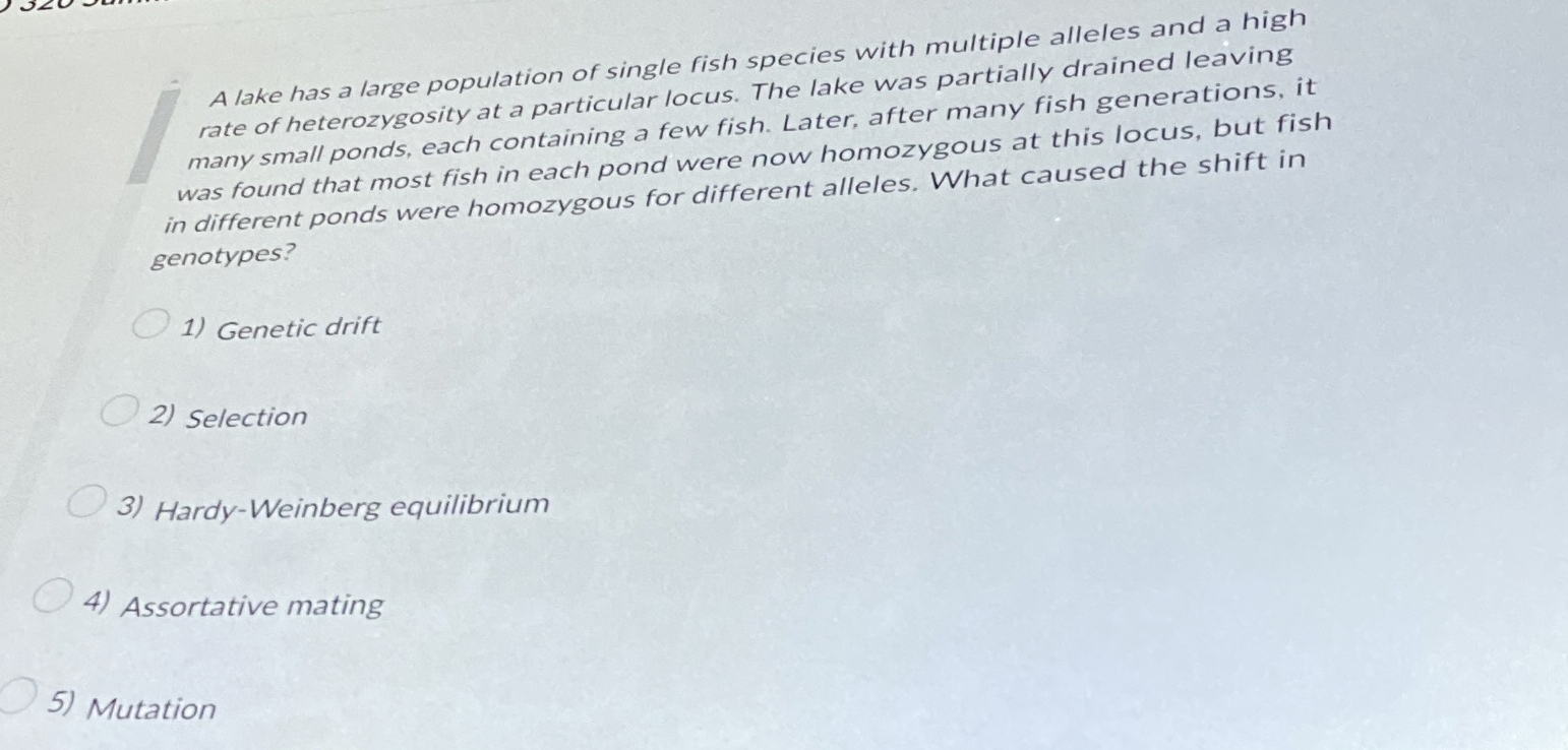 Solved A lake has a large population of single fish species | Chegg.com