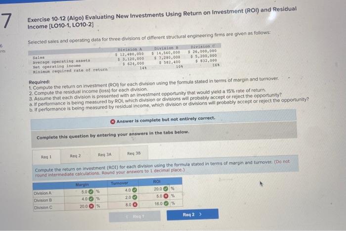 Solved Exercise 10-12 (Algo) Evaluating New Investments | Chegg.com