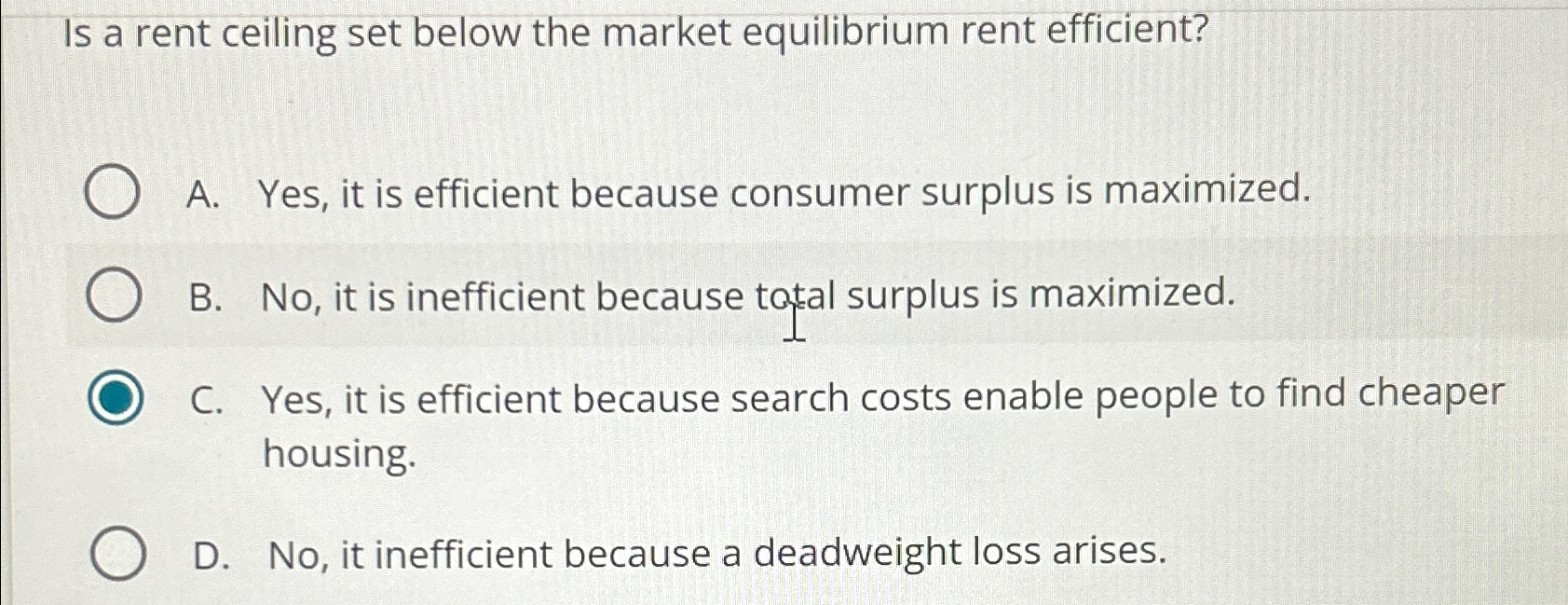 Solved Is a rent ceiling set below the market equilibrium | Chegg.com