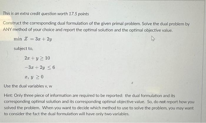 Solved This is an extra credit question worth 17.5 points | Chegg.com