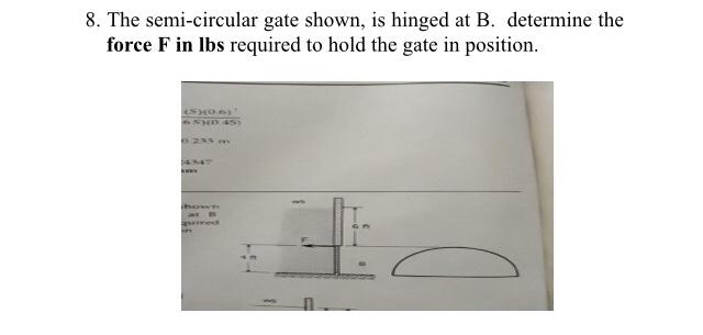 8. The semi-circular gate shown, is hinged at B. | Chegg.com