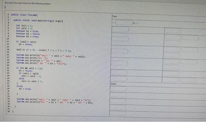 trace the following program in the format of the | Chegg.com