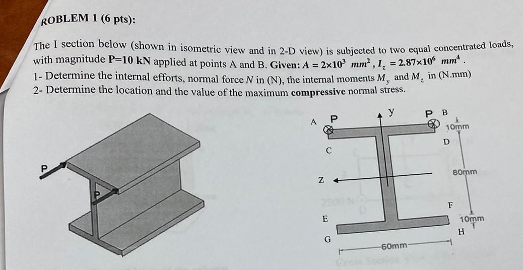 Solved The I section below (shown in isometric view and in | Chegg.com