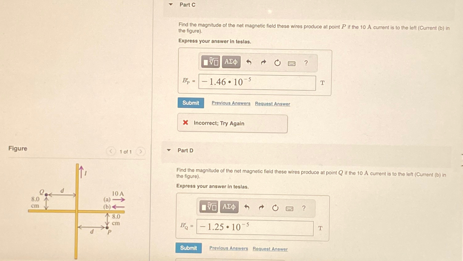 Solved Problem: Two insulated wires perpendicular to each | Chegg.com