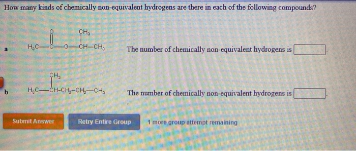 Solved How many kinds of chemically non-equivalent hydrogens | Chegg.com