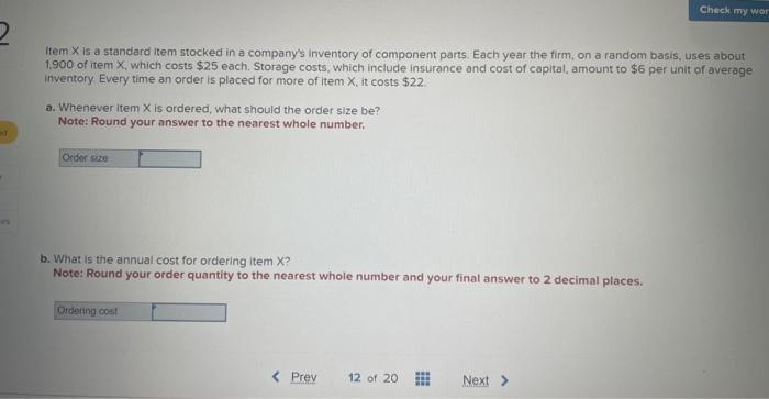 Solved Item X is a standard item stocked in a company's | Chegg.com