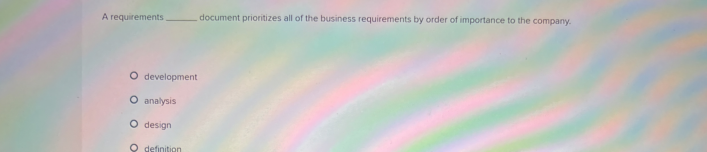 Solved A requirements ﻿document prioritizes all of the | Chegg.com