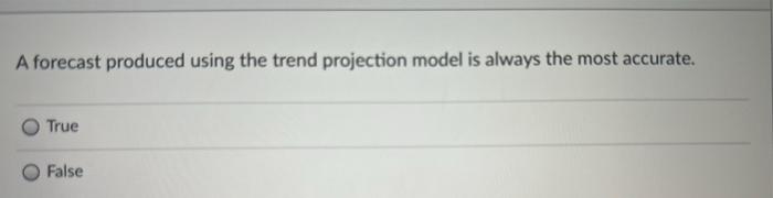Solved A forecast produced using the trend projection model | Chegg.com