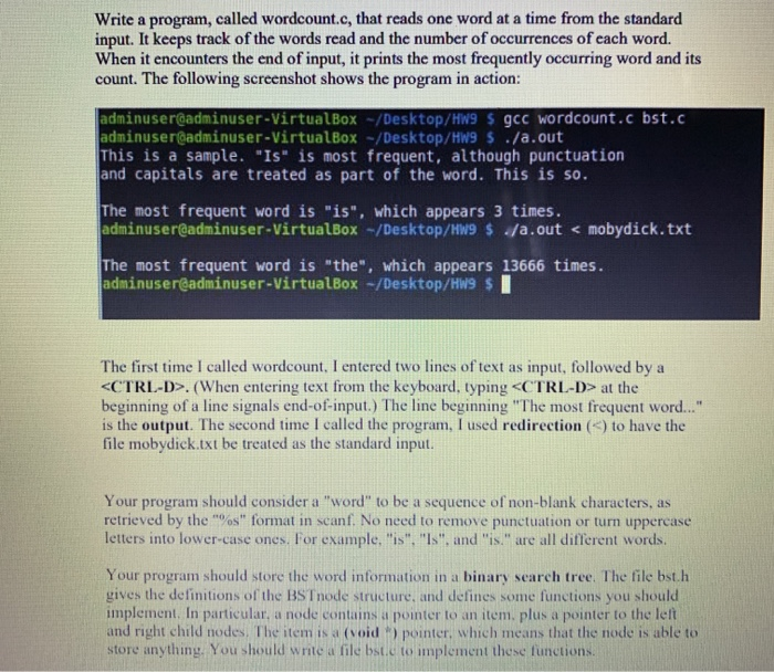 Solved Write A Program Called Wordcount C That Reads One