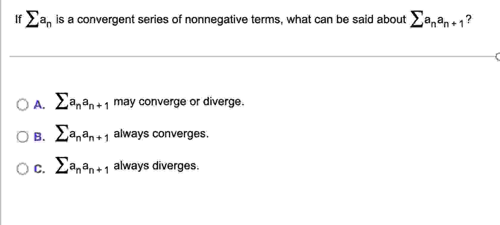 Solved If ∑??an ﻿is a convergent series of nonnegative | Chegg.com