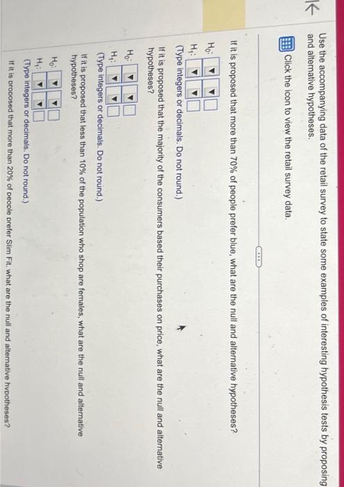 Solved Use the accompanying data of the retail survey to | Chegg.com