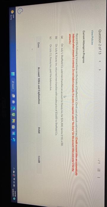Solved Current Attempt in Progress Record the fotlowing | Chegg.com