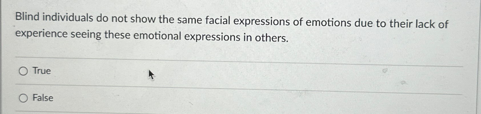 Solved Blind individuals do not show the same facial | Chegg.com
