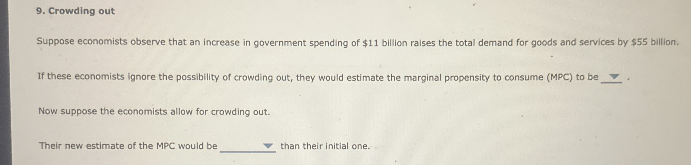 Solved Crowding outSuppose economists observe that an | Chegg.com