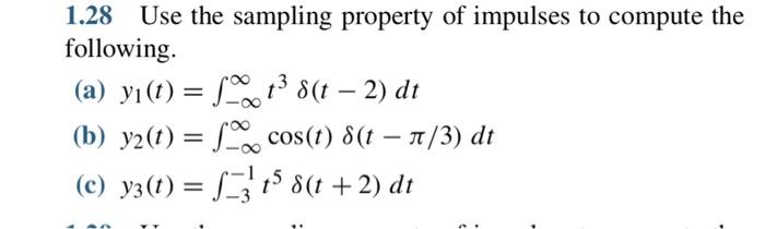 Solved 1.28 Use the sampling property of impulses to compute | Chegg.com
