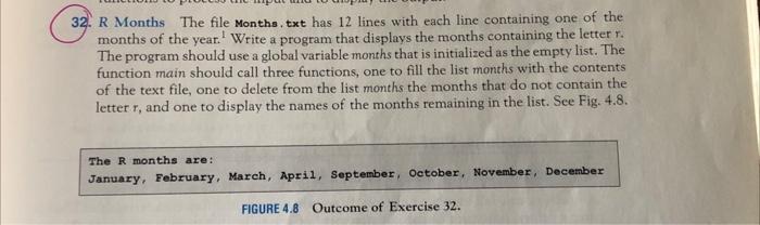 Solved 32. R Months The file Months, txt has 12 lines with | Chegg.com