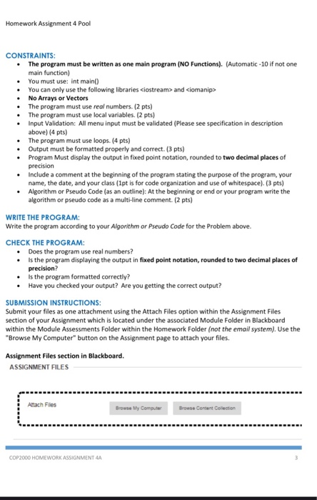 Solved Homework Assignment 4 Pool Homework Assignment 4 A