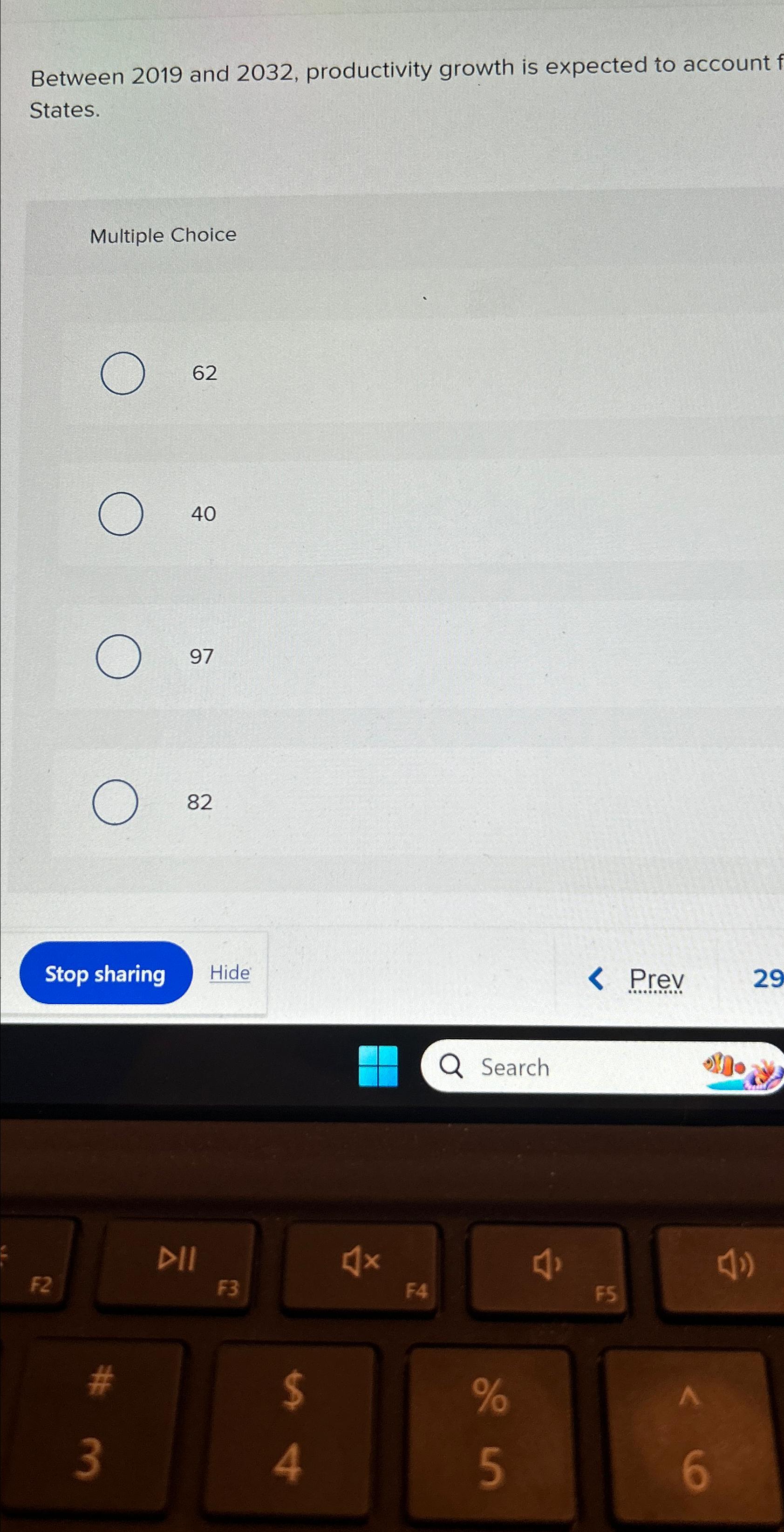 Solved Between 2019 ﻿and 2032, ﻿productivity growth is | Chegg.com