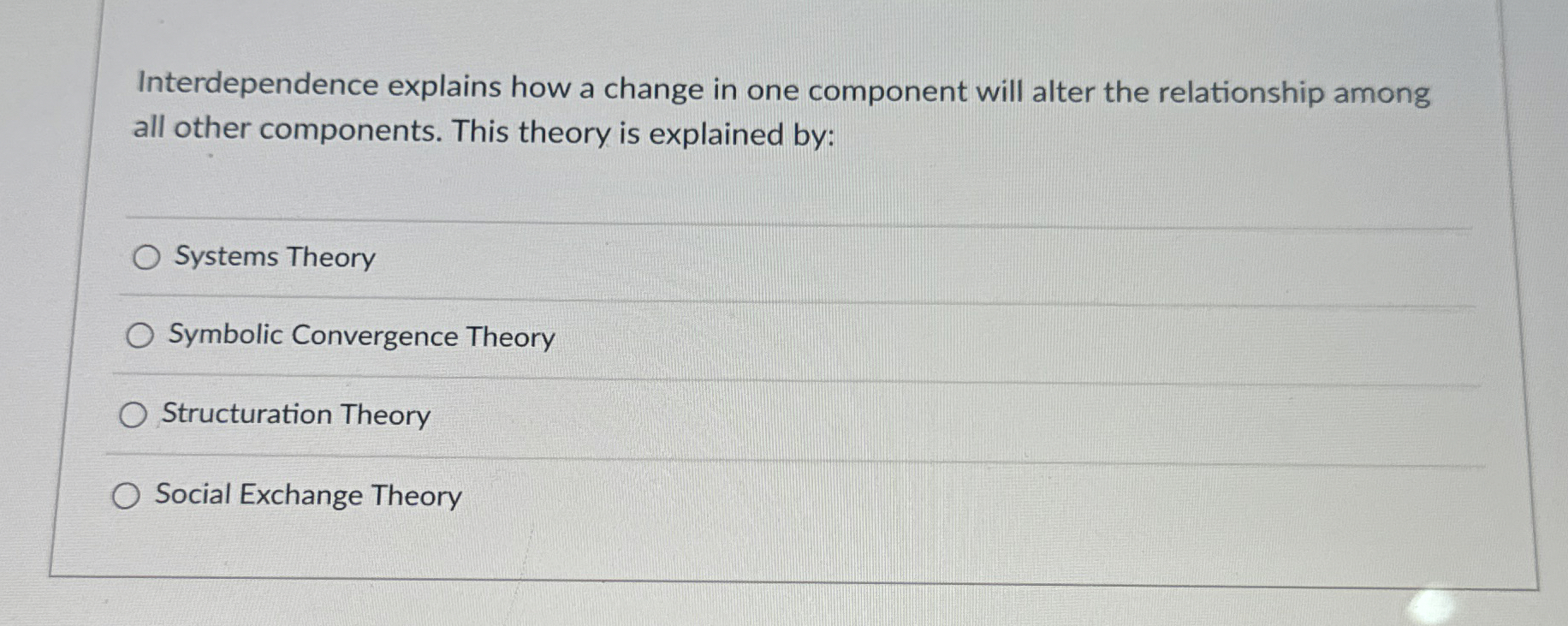 Solved Interdependence explains how a change in one | Chegg.com