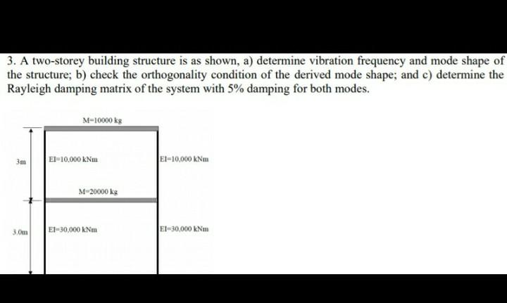 Solved 3. A two-storey building structure is as shown, a) | Chegg.com