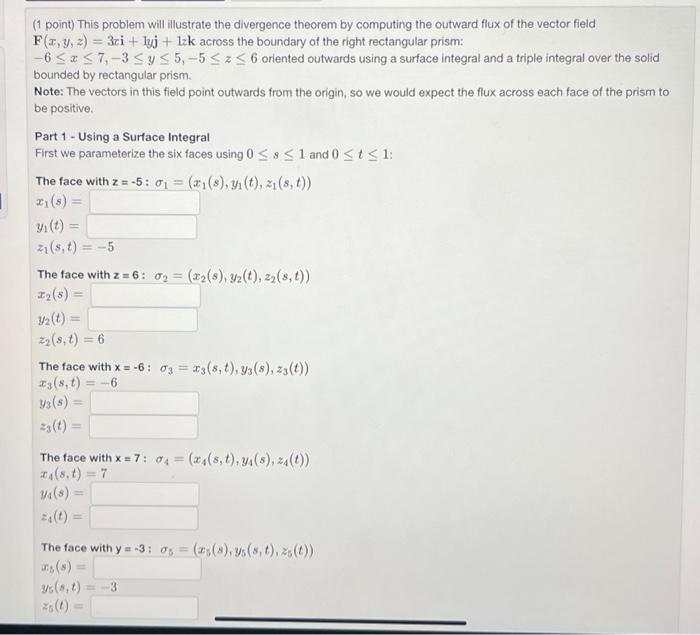 Solved (1 point) This problem will illustrate the divergence | Chegg.com