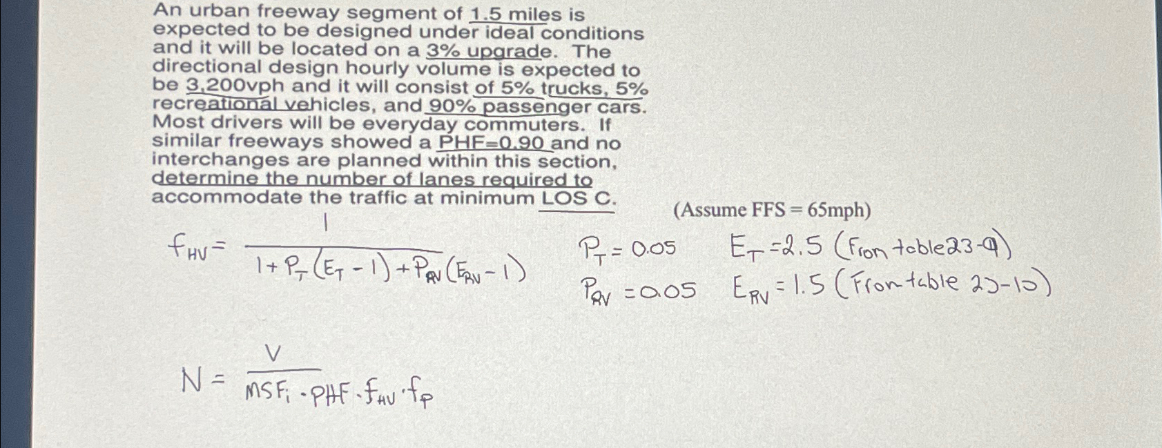 Solved An urban freeway segment of 1.5 ﻿miles is expected to | Chegg.com