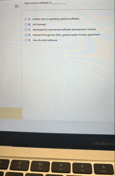 Solved Open-source software isA. ﻿limited only to operating | Chegg.com