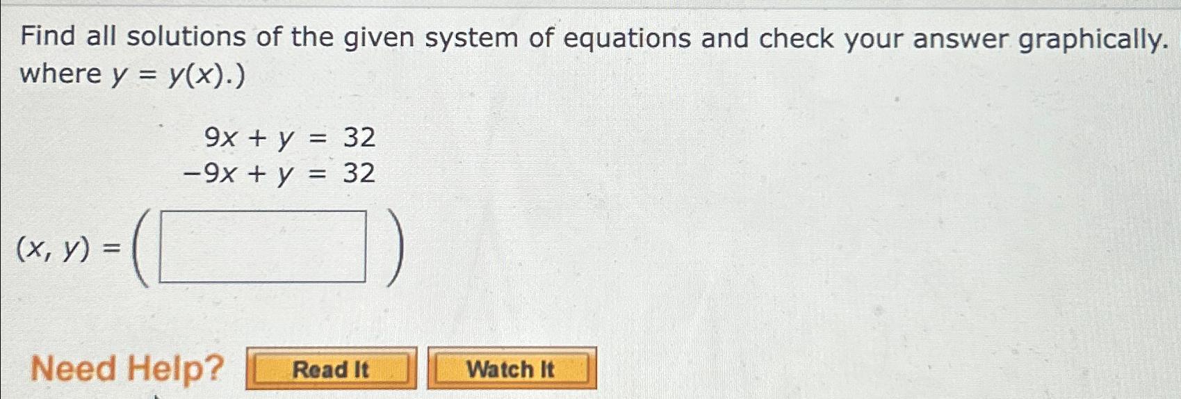 Solved Find all solutions of the given system of equations | Chegg.com