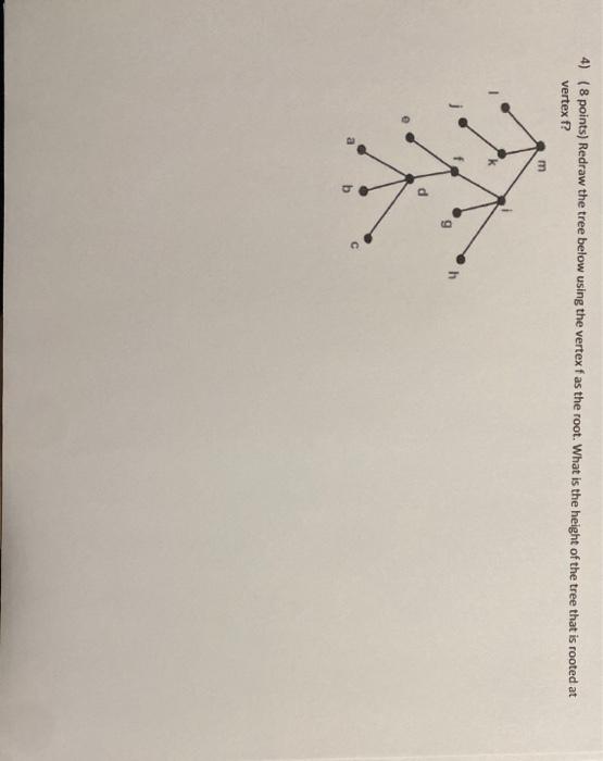 Solved 4) (8 points) Redraw the tree below using the vertex | Chegg.com