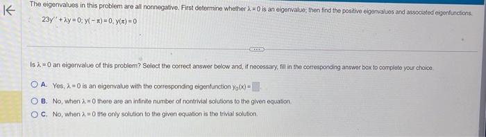 Solved The eigenvalues in this problem are all nonnegative. | Chegg.com