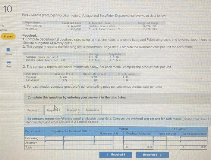 Solved Bike-O-Rama produces two bike models: Voltage and | Chegg.com