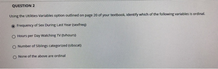Solved QUESTION 2 Using the Utilities-Variables option | Chegg.com