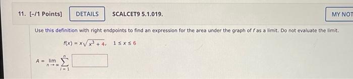 Use this definition with right endpoints to find an | Chegg.com