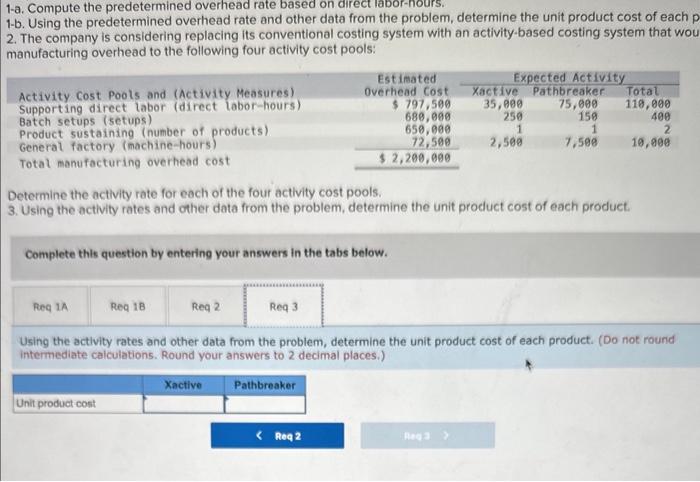 Solved Required: 1-a. Compute the predetermined overhead | Chegg.com