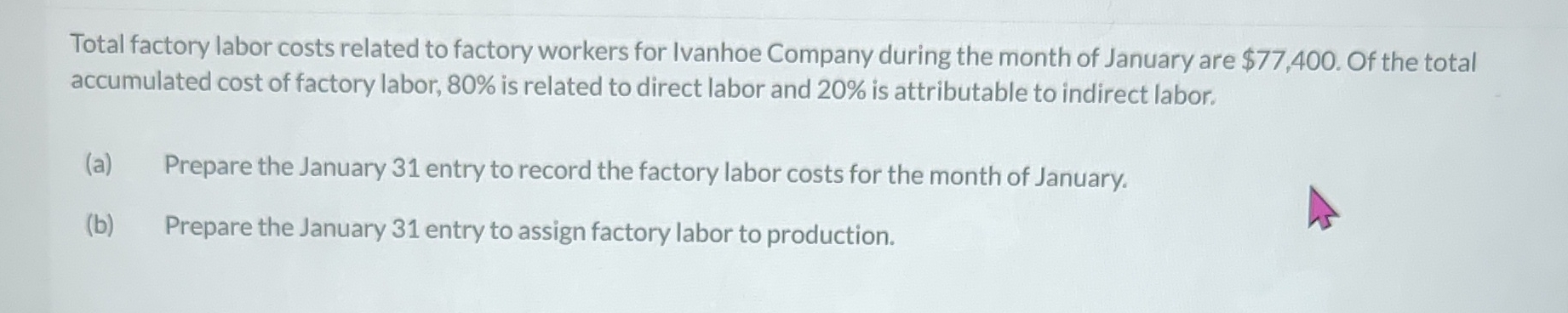 Solved Total factory labor costs related to factory workers | Chegg.com