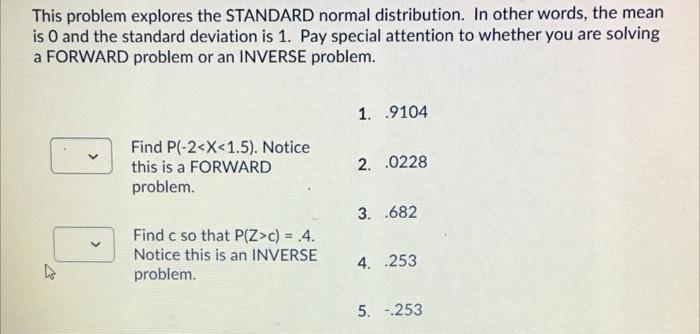 Solved This problem explores the STANDARD normal | Chegg.com