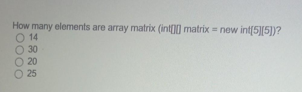 Solved How many elements are array matrix (int[l matrix = | Chegg.com
