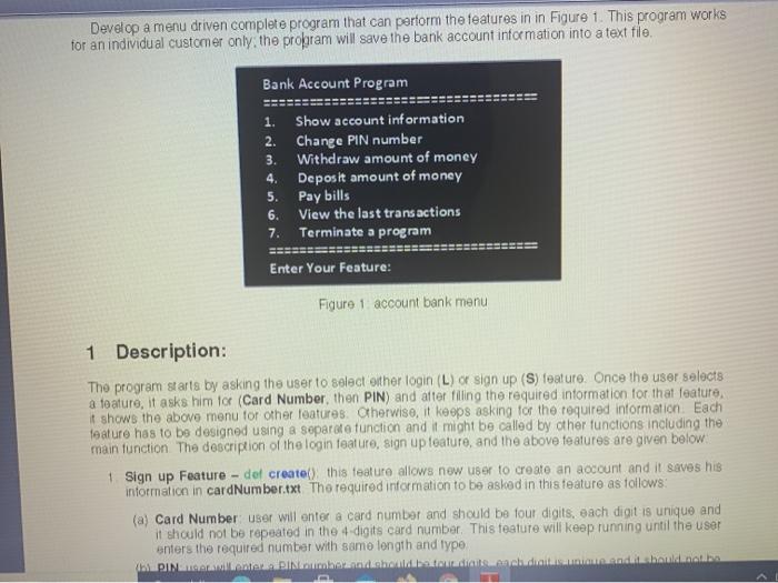 Solved Develop a menu driven complete program that can | Chegg.com